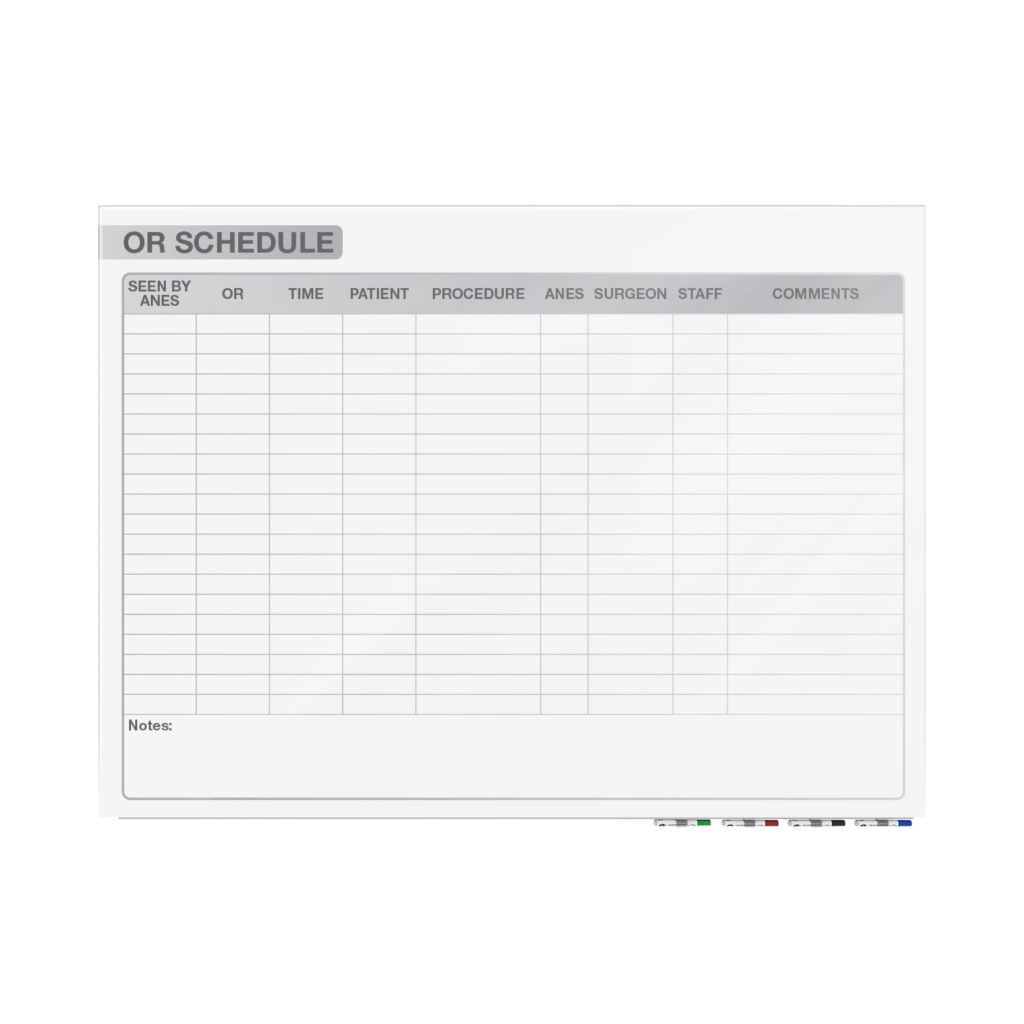 OR Schedule - Low Profile Glassboard - Ghent